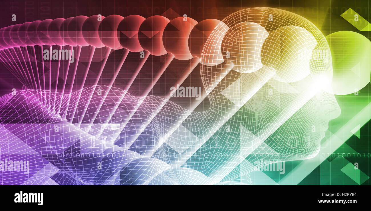 Biotechnology Concept Art with Human Body and Genetic Molecule Stock ...