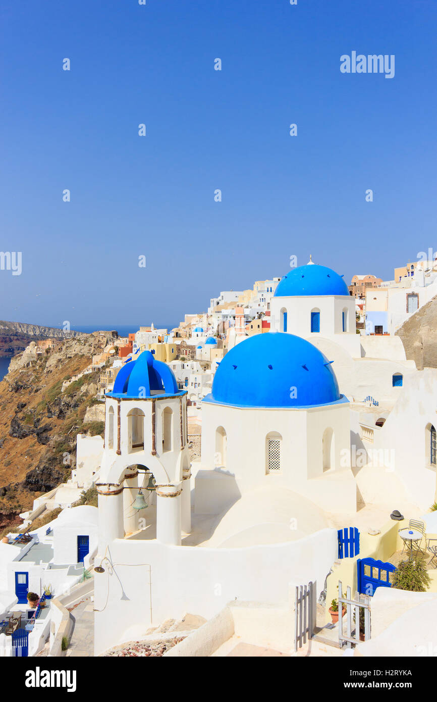 Traditional blue dome church in Santorini Greece Stock Photo - Alamy