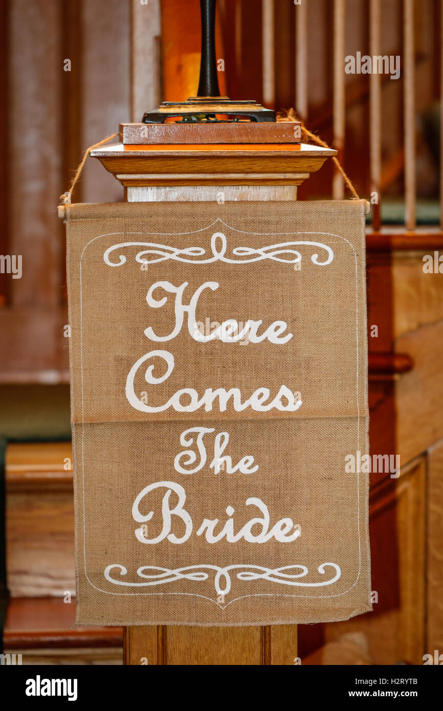Here comes the bride sign Stock Photo - Alamy