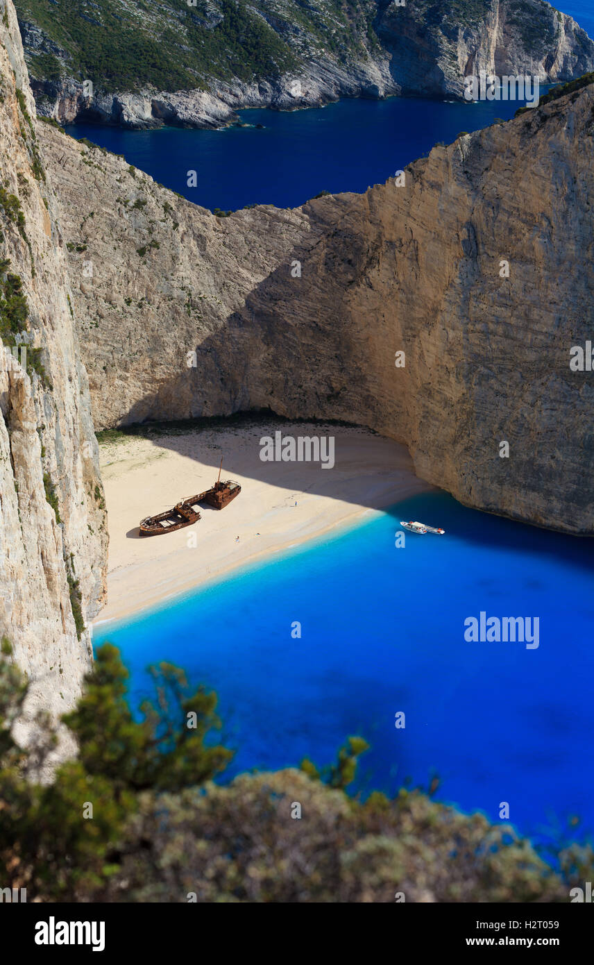 Shipwreck Navagio beach in Zakynthos island Greece Stock Photo - Alamy