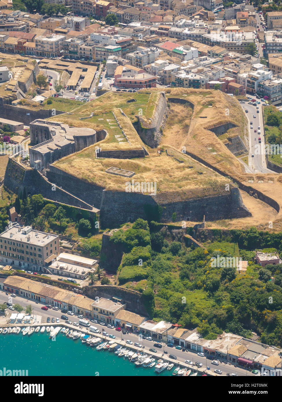 Aerial Kerkyra town fortress- Capital of Corfu isalnd Greece Stock ...