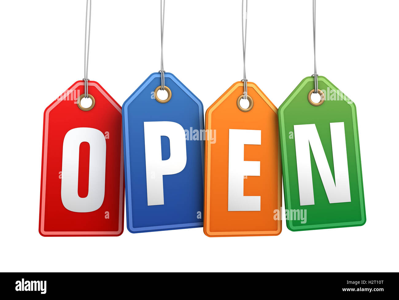 open shopping tag 3d illustration Stock Photo - Alamy