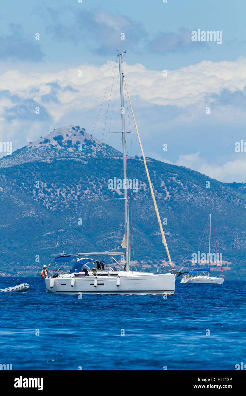 Sailing yacht in the Ionian sea Greece Stock Photo - Alamy