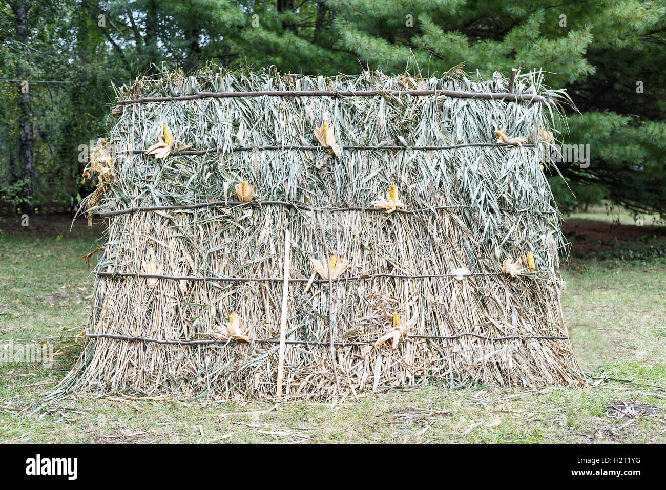Hay hut with corn at pumkpin festival in Moldova Stock Photo - Alamy