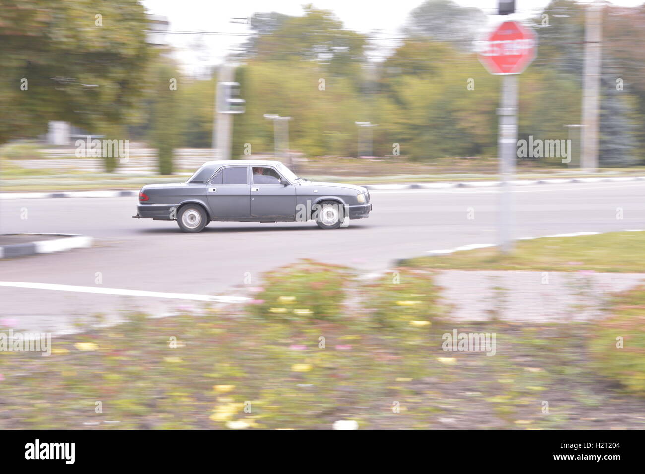 the car goes on the road Stock Photo - Alamy