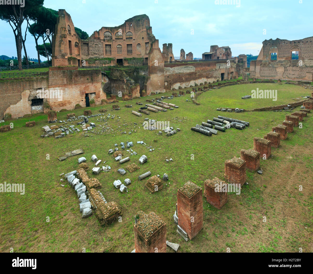 Ruins of Hippodrome Stadium of Domitian at Palatine Hill in Rome, Italy ...