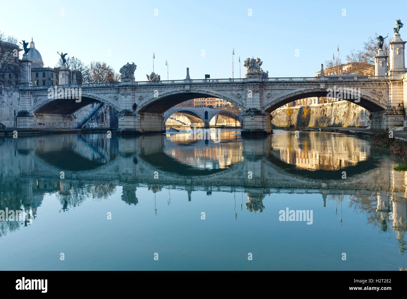 Bridge on Tiber river in Rome, Italy. Morning view Stock Photo - Alamy
