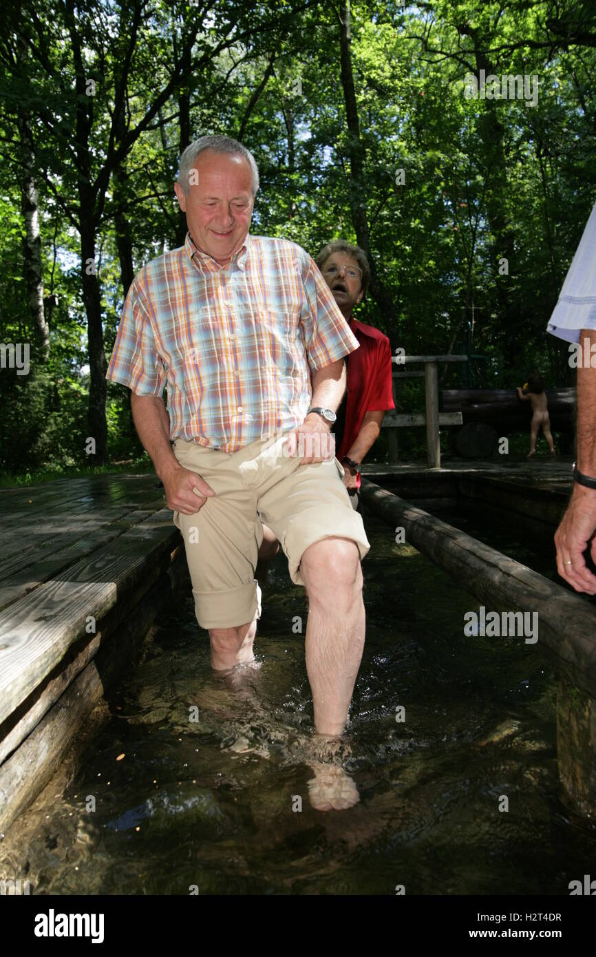 Senior citizen taking a hydrotherapy treatment in a Kneipp bath Stock ...