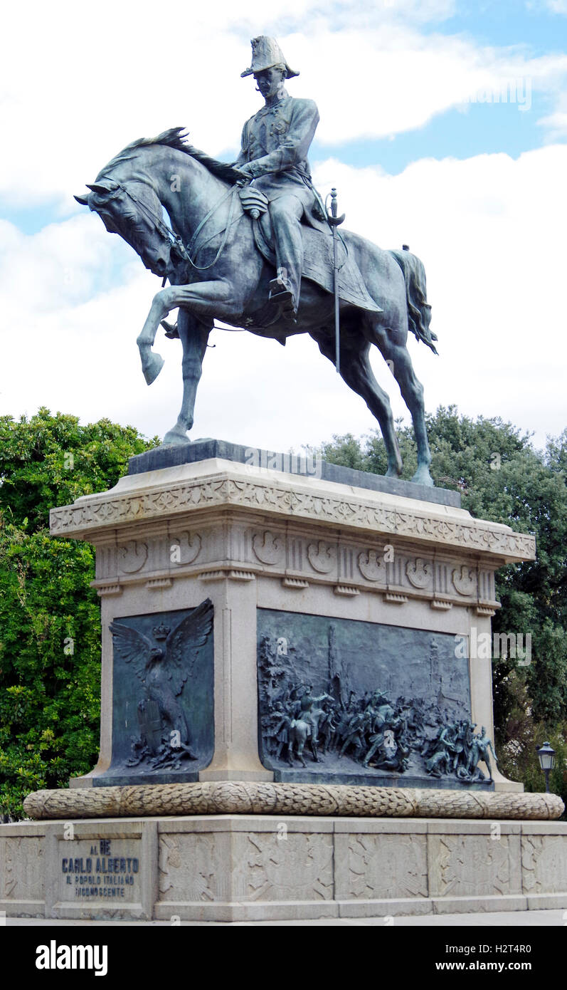 Rome, Italy, Equestrian statue, King Carlo Alberto Stock Photo - Alamy