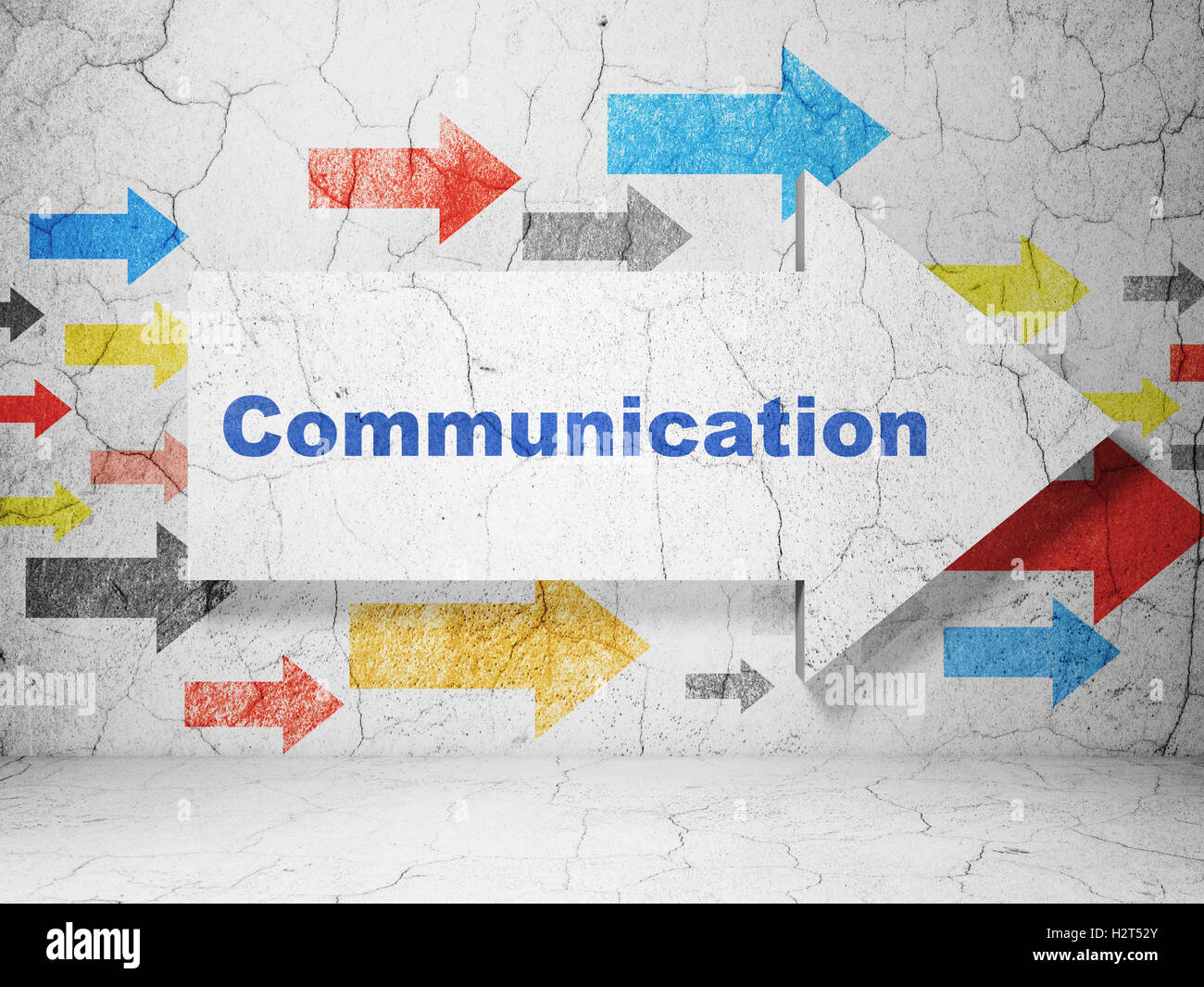 Advertising concept: arrow with Communication on grunge wall background ...