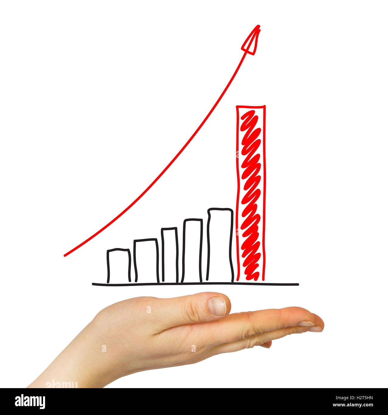 On the palm of the hand is a growth graph Stock Photo - Alamy