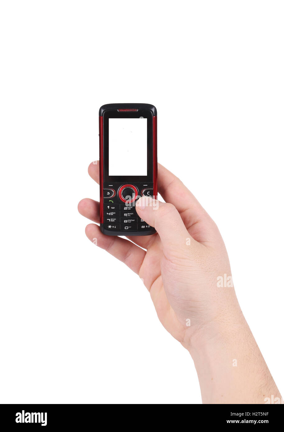 Mobile push-button telephone in hand Stock Photo - Alamy