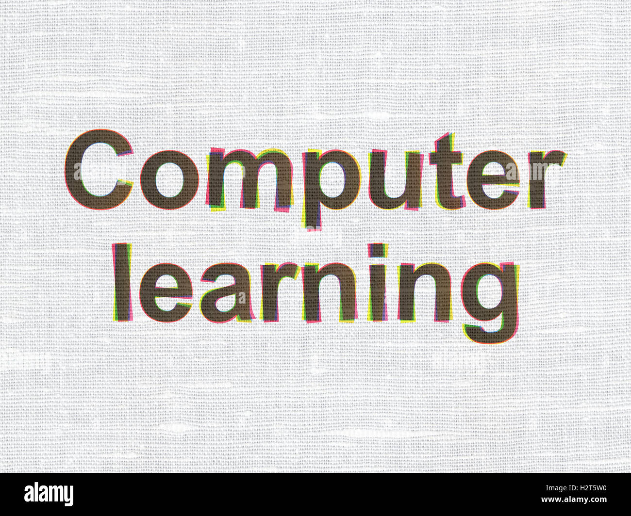 Education concept: Computer Learning on fabric texture background Stock ...