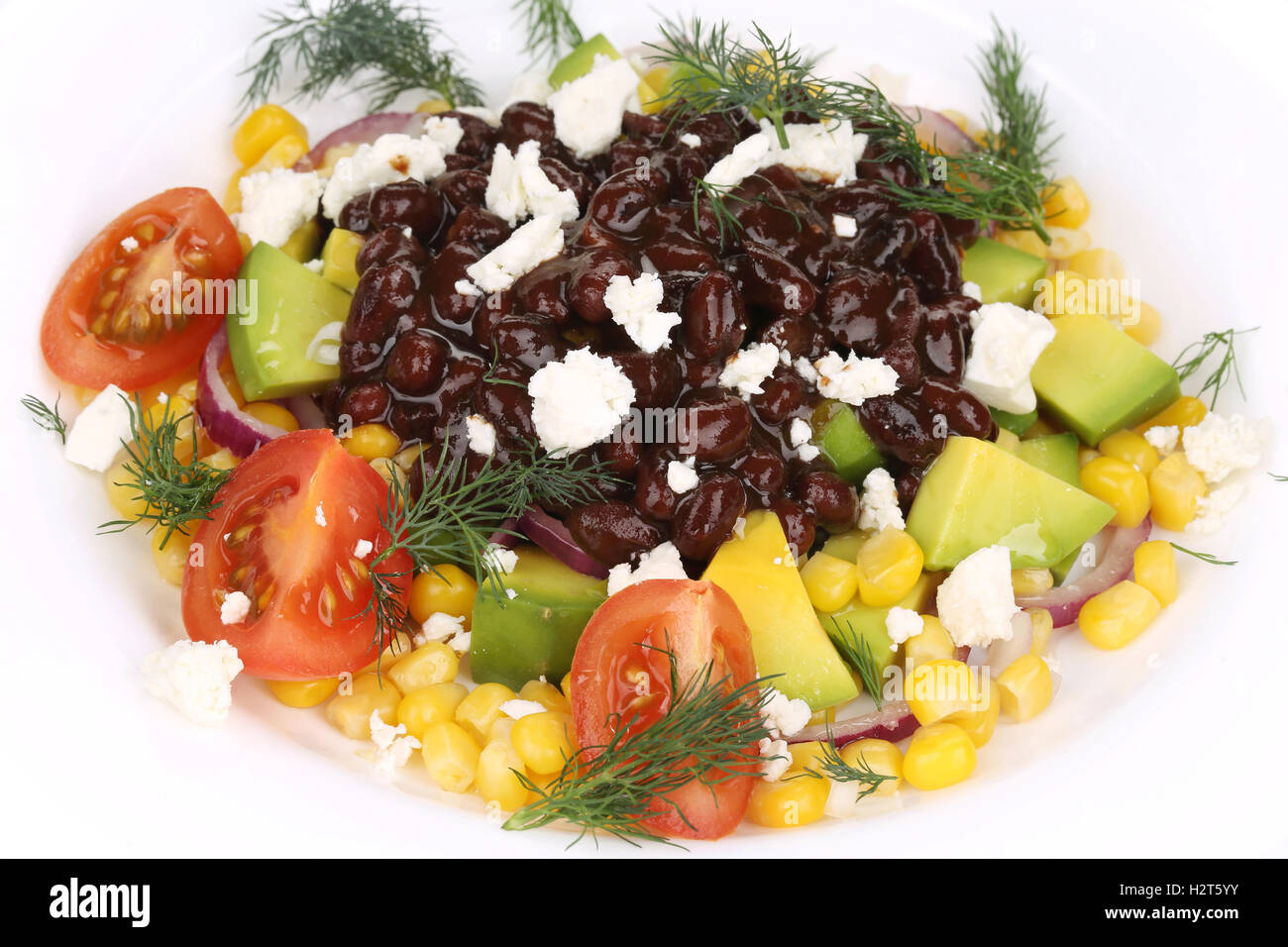 Red beans salad with feta cheese Stock Photo - Alamy