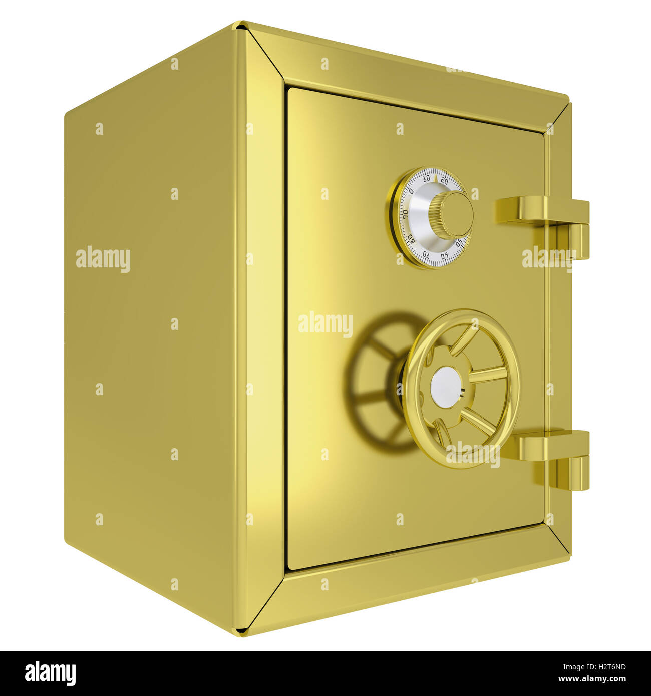 Closed gold safe Stock Photo - Alamy