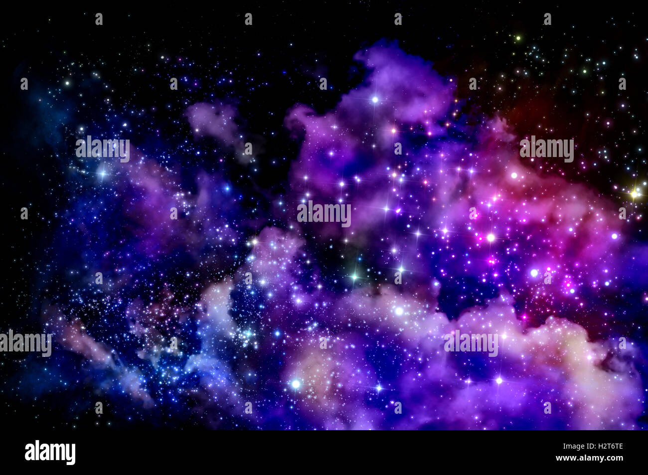 Blue and magenta nebula Stock Photo - Alamy