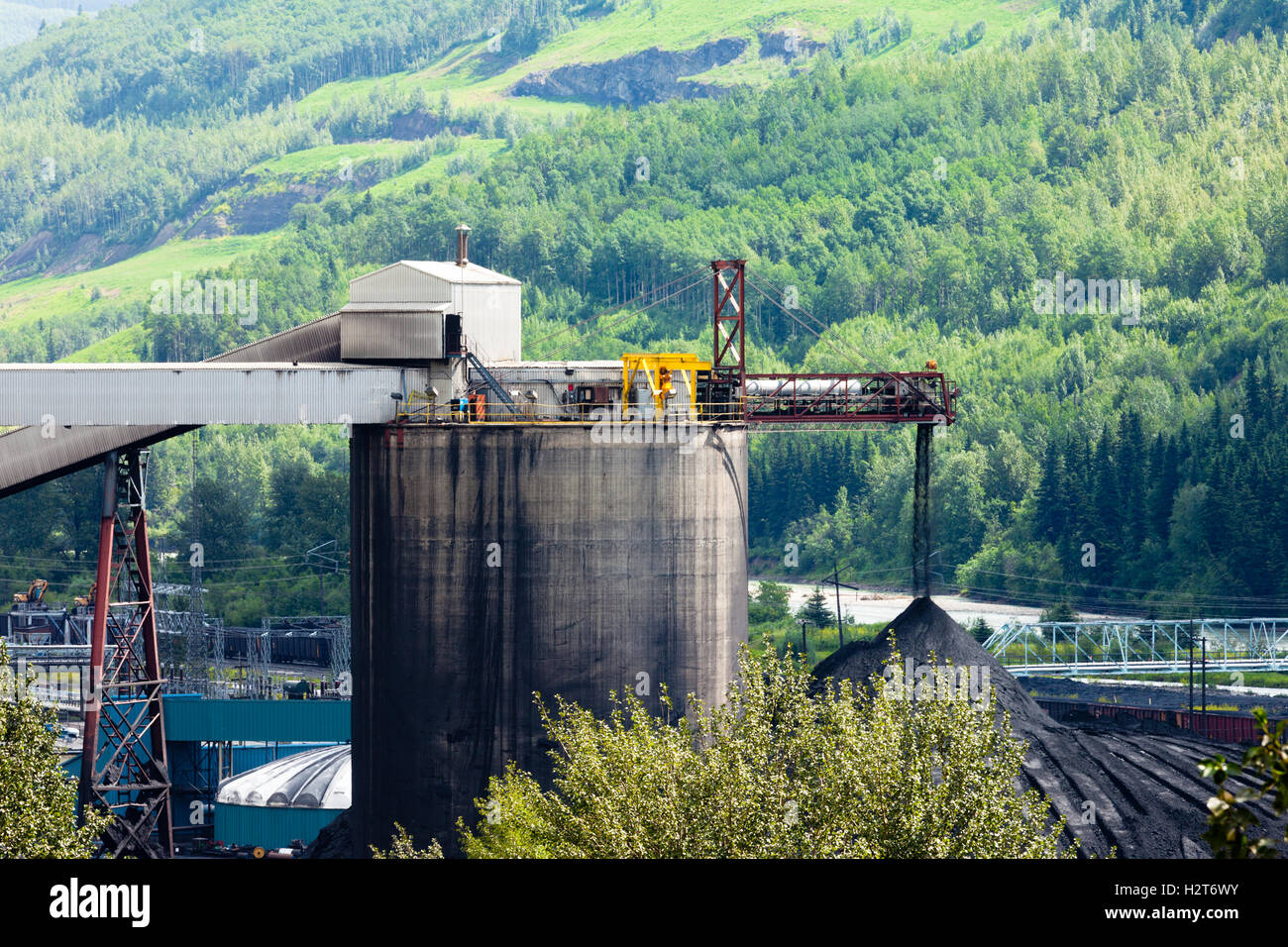 Coal mine electrical energy power plant in nature Stock Photo - Alamy