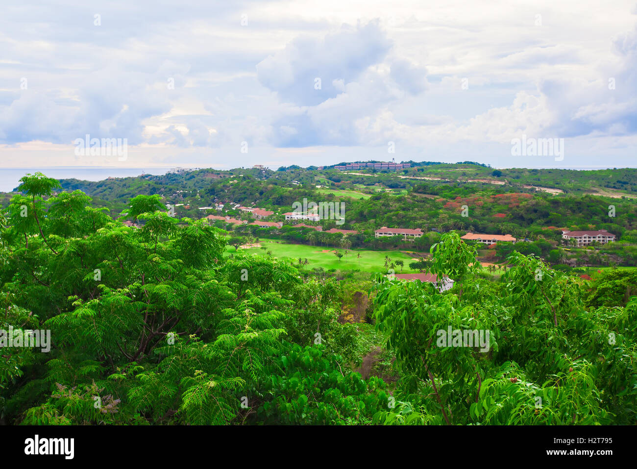 Landscape with lagoons and lookout platform Stock Photo - Alamy