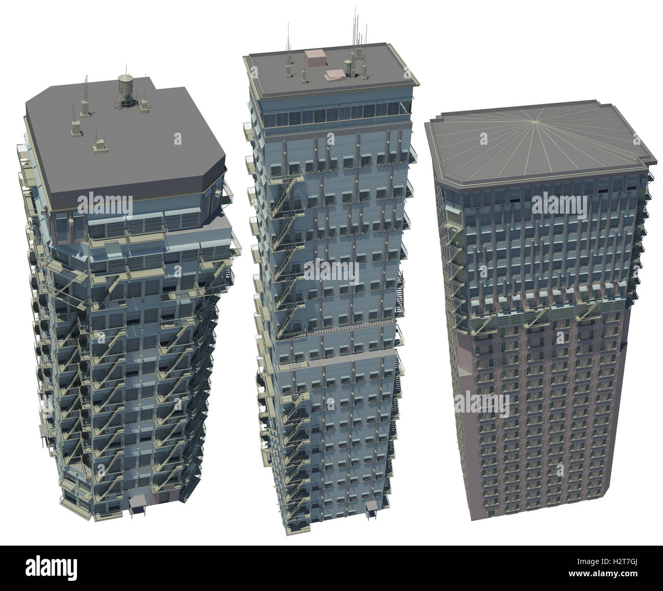 Collection of highly detailed buildings Stock Photo - Alamy