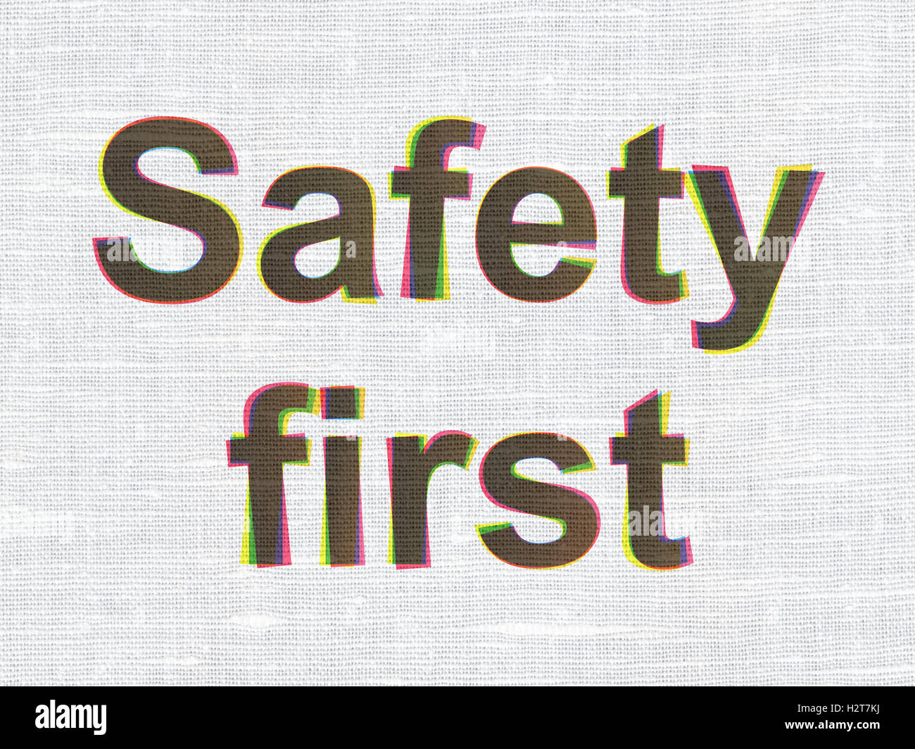 Protection concept: Safety First on fabric texture background Stock ...