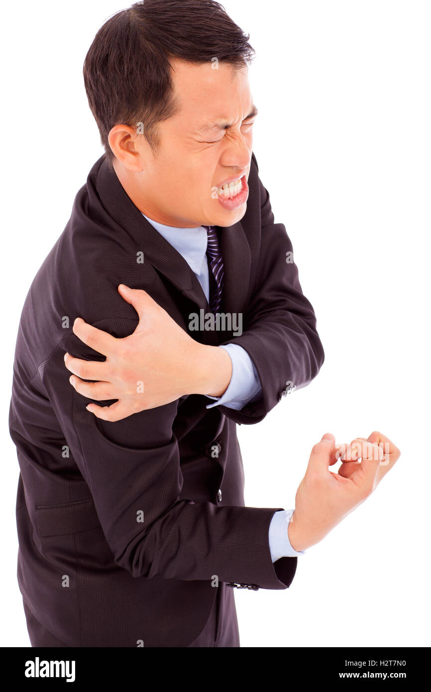 businessman having shoulder pain and painful expression Stock Photo - Alamy