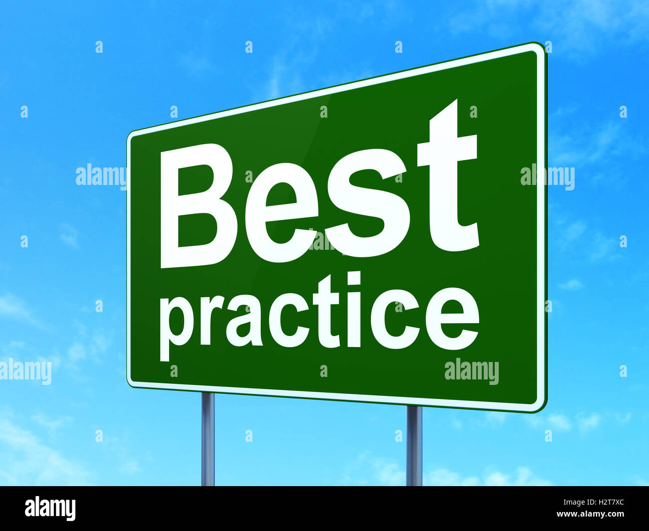 Education concept: Best Practice on road sign background Stock Photo ...
