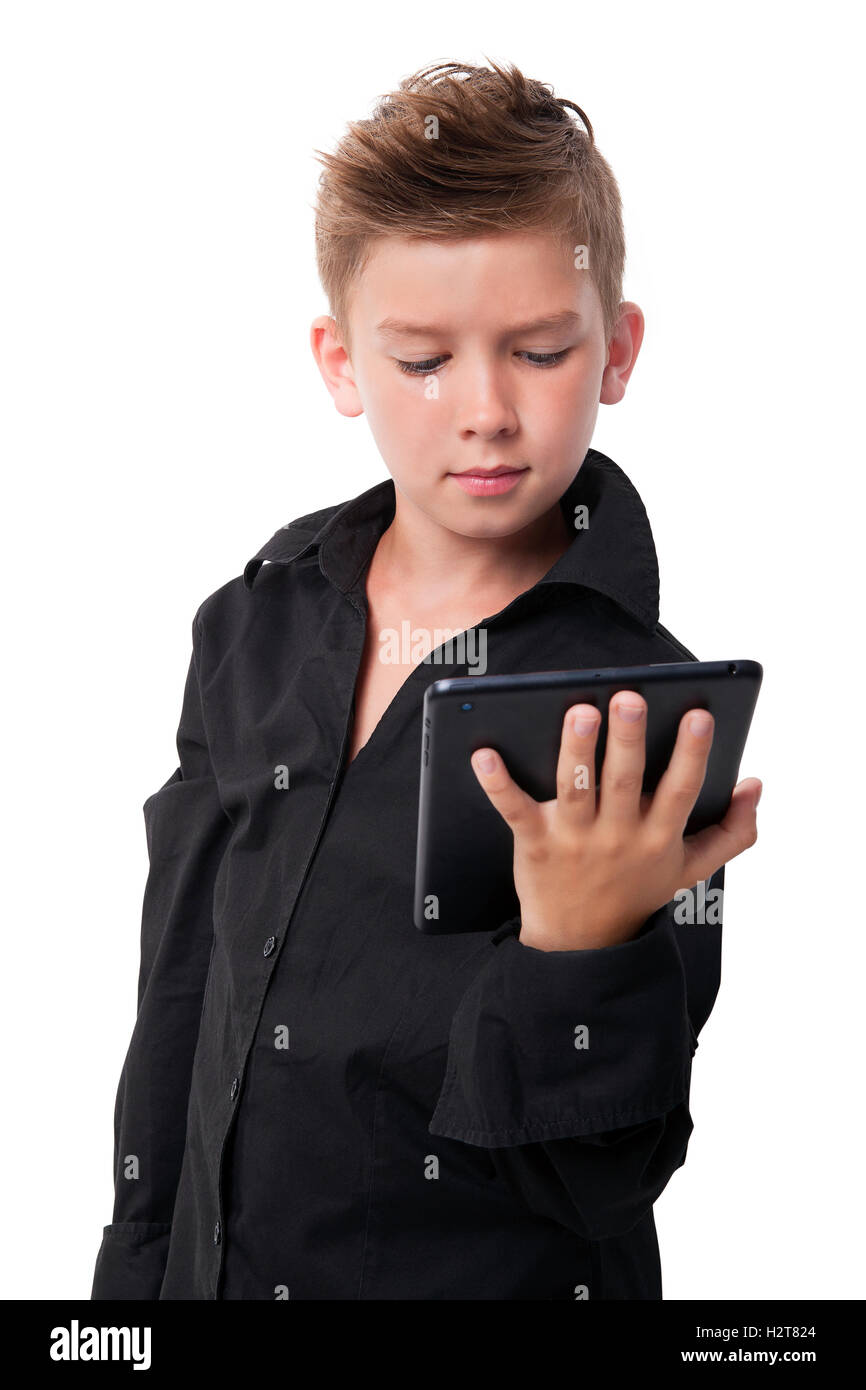 Charming boy with tablet Stock Photo - Alamy