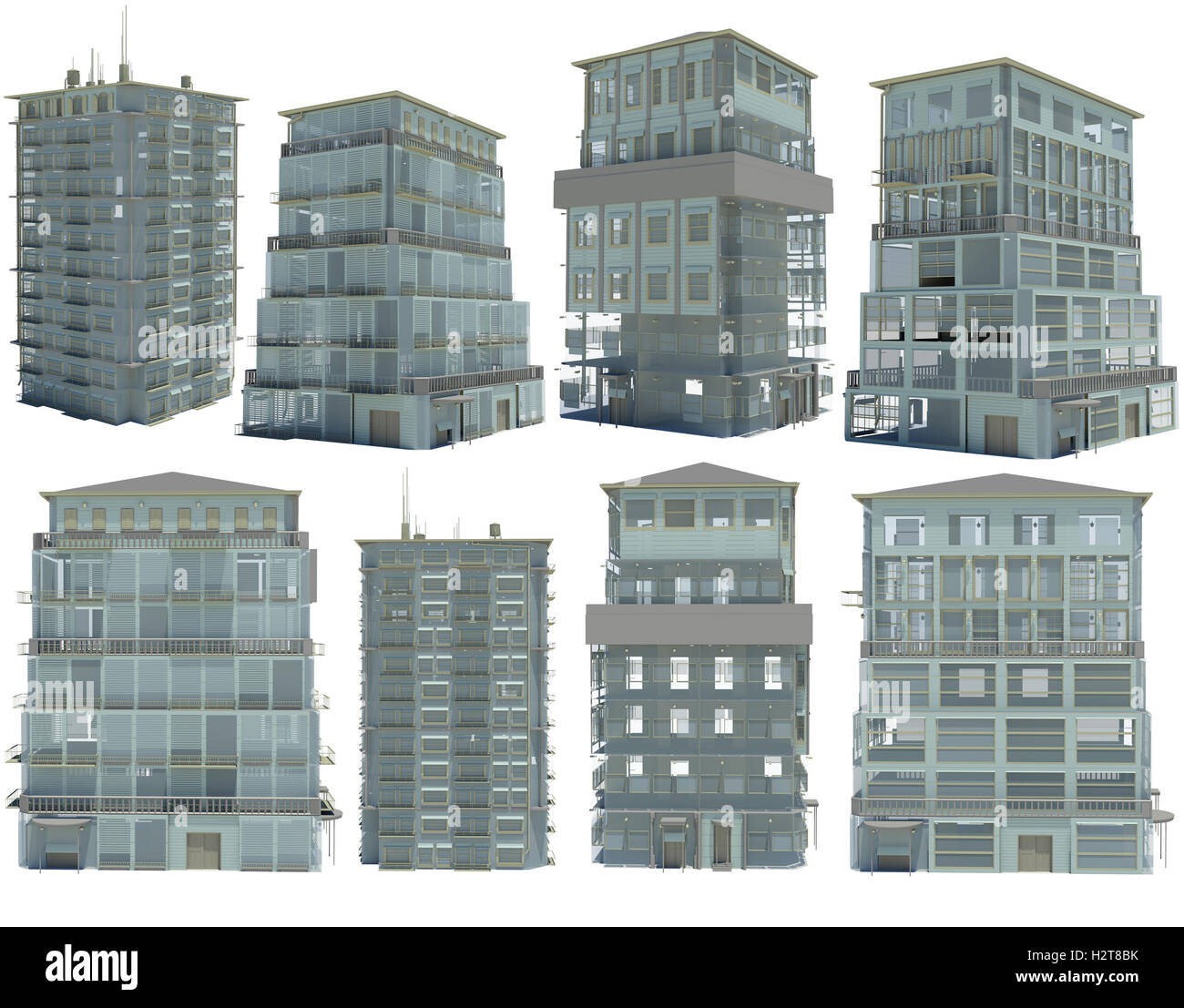 Collection of highly detailed buildings Stock Photo - Alamy