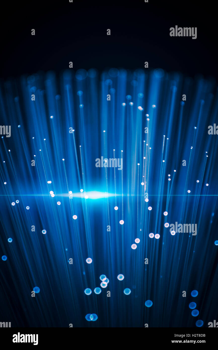 Fiber optics close-up, modern computer communication technology Stock ...