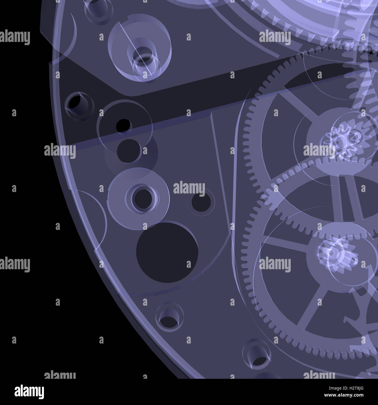 Clock mechanism. X-ray Stock Photo - Alamy