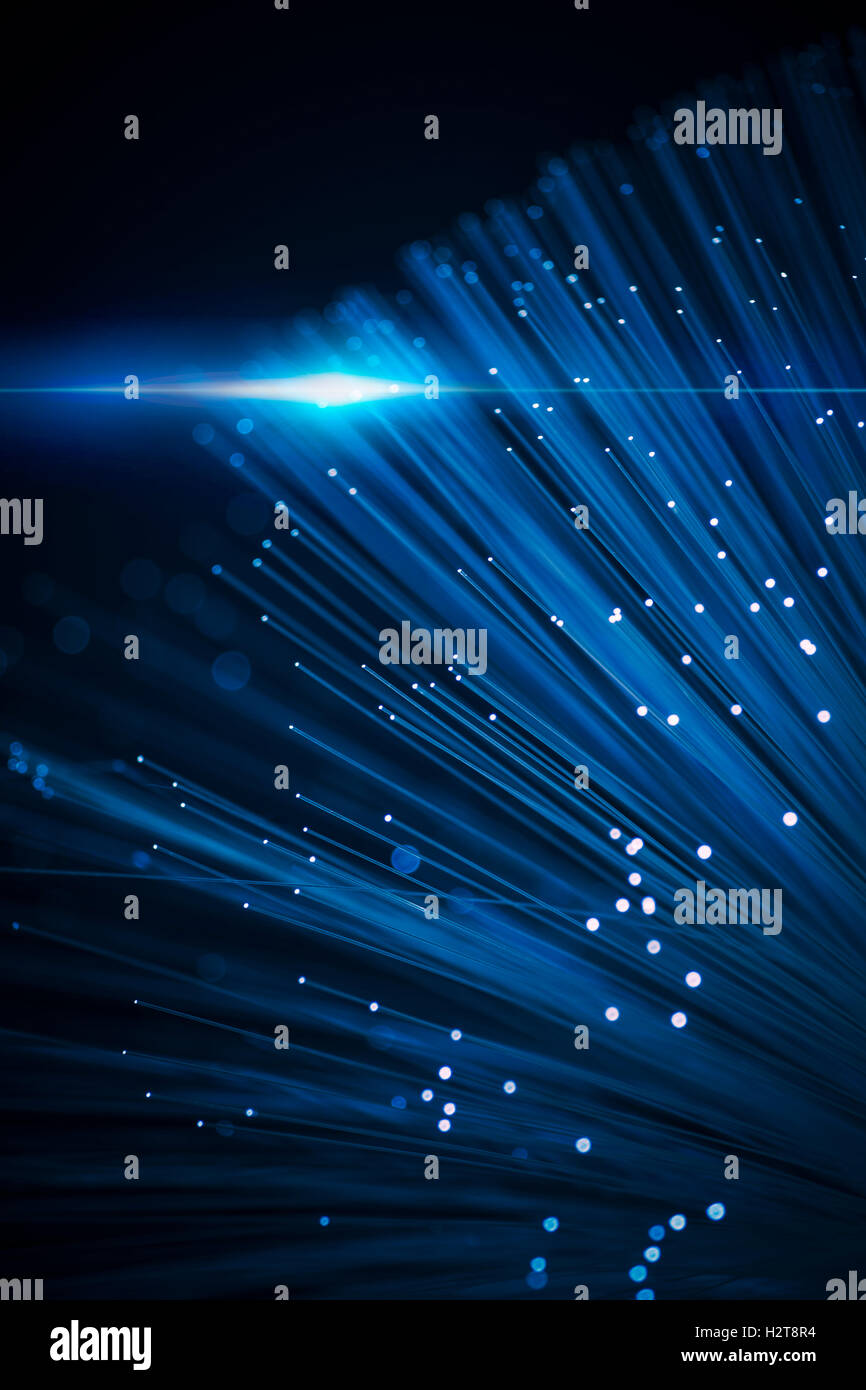 Fiber optics close-up, modern computer communication technology Stock ...