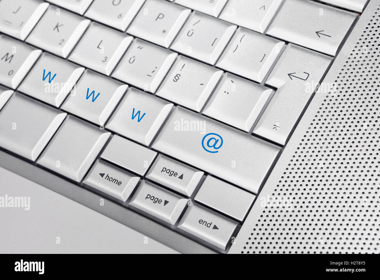 Silver keyboard. Internet concept Stock Photo - Alamy