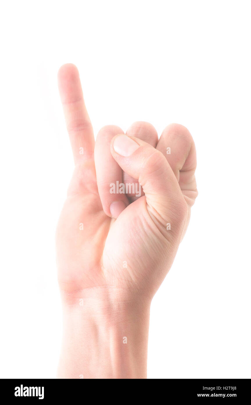 Letter J in sign language, on a white background Stock Photo - Alamy