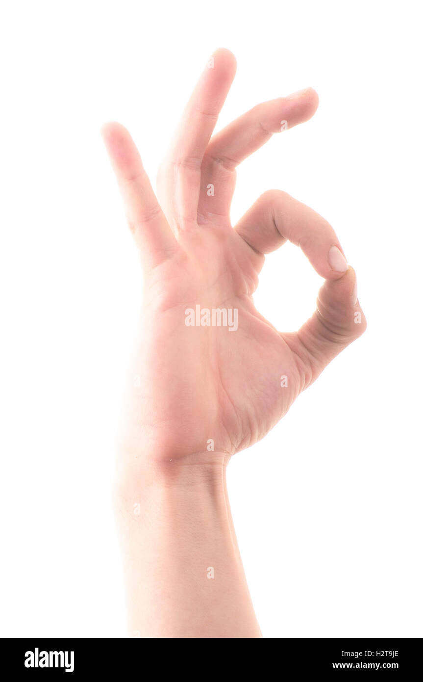 Letter 'O' in sign language, on a white background Stock Photo - Alamy