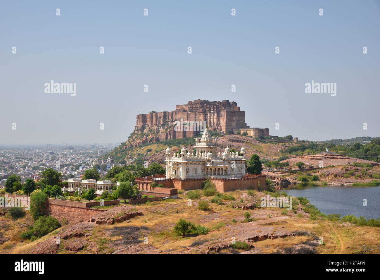 Fort mehrangarh and the mausoleum of the jaswant thada hi-res stock ...