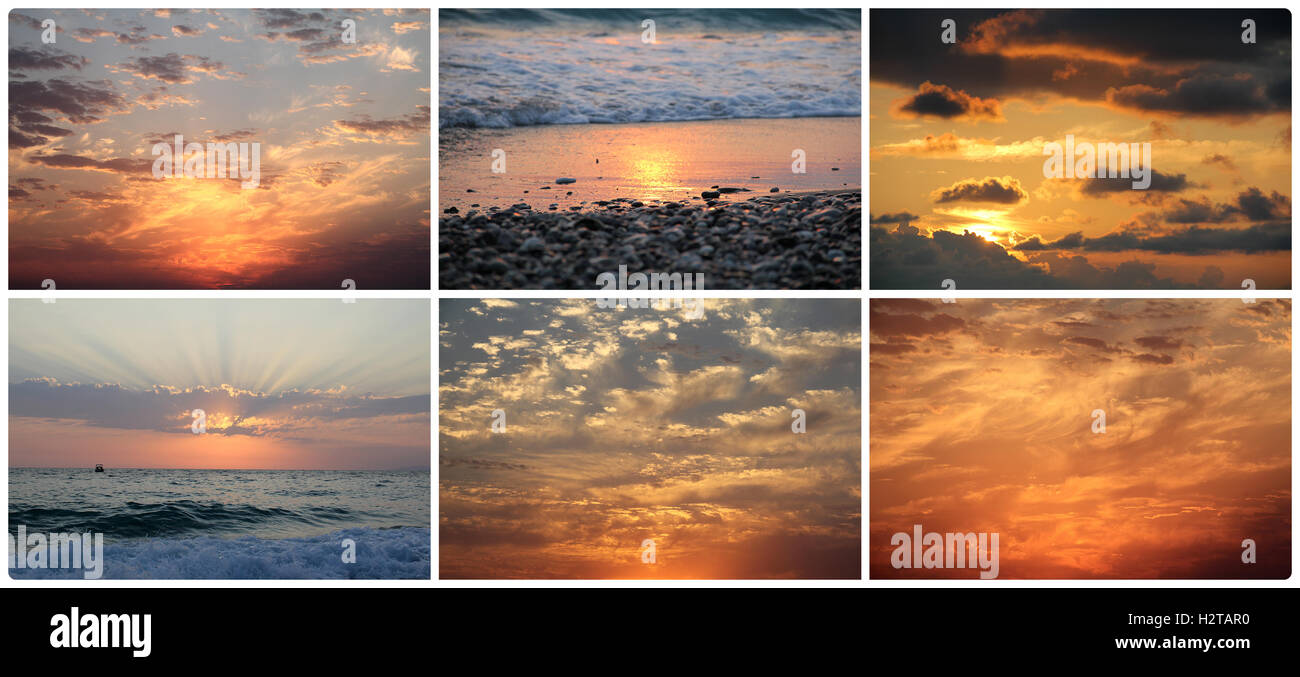 Sunset sky under the sea beautiful background collage Stock Photo - Alamy