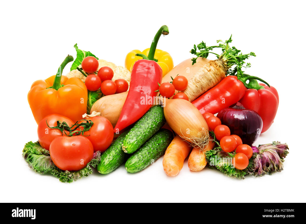 set of fresh vegetables isolated on white background Stock Photo - Alamy