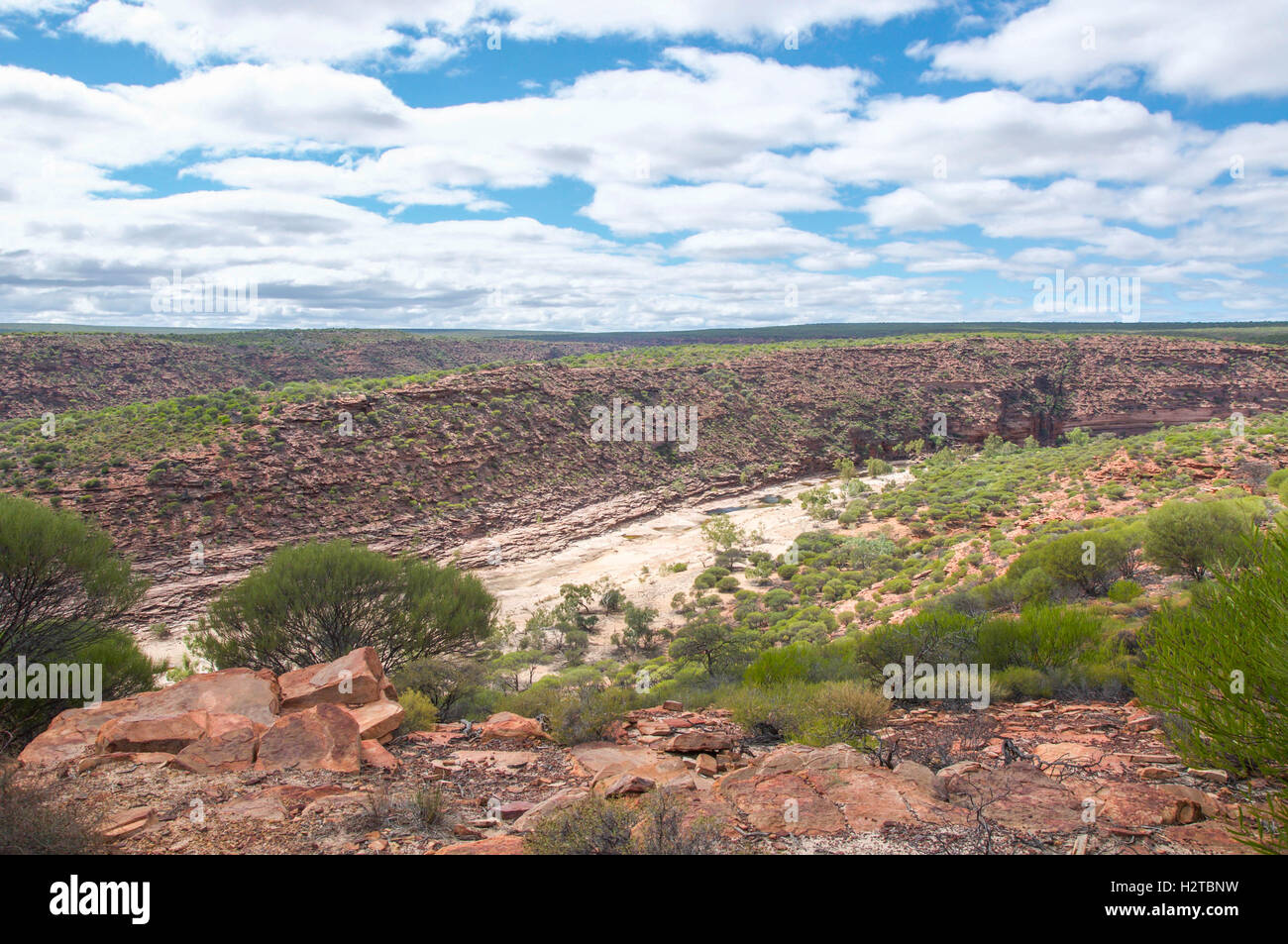 Kalbarri National Park scenic landscape view with sandstone and native ...