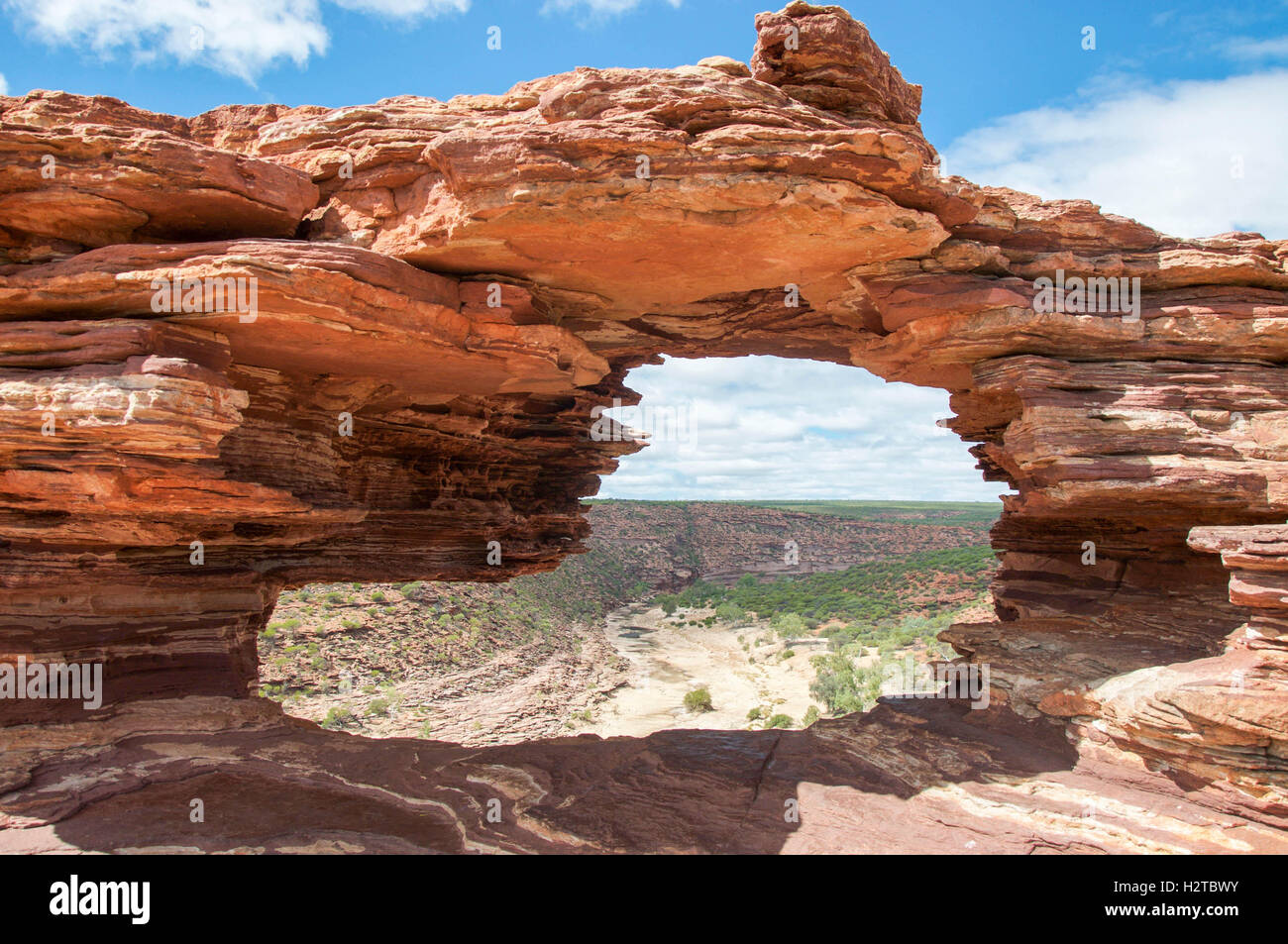 Gorge view through the infamous Nature's Window natural rock arch in ...