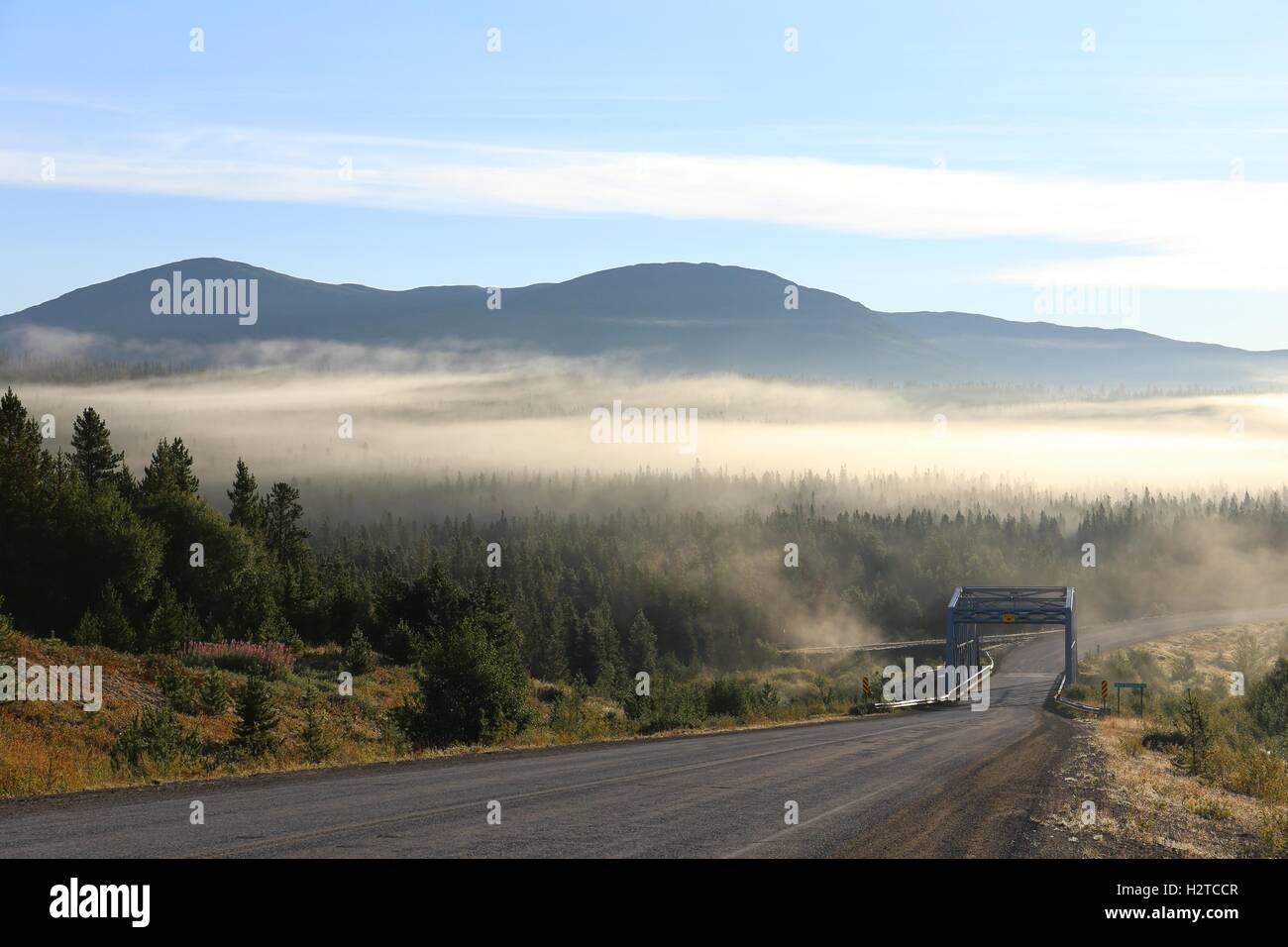 Early in the morning on the alaska highway Stock Photo - Alamy