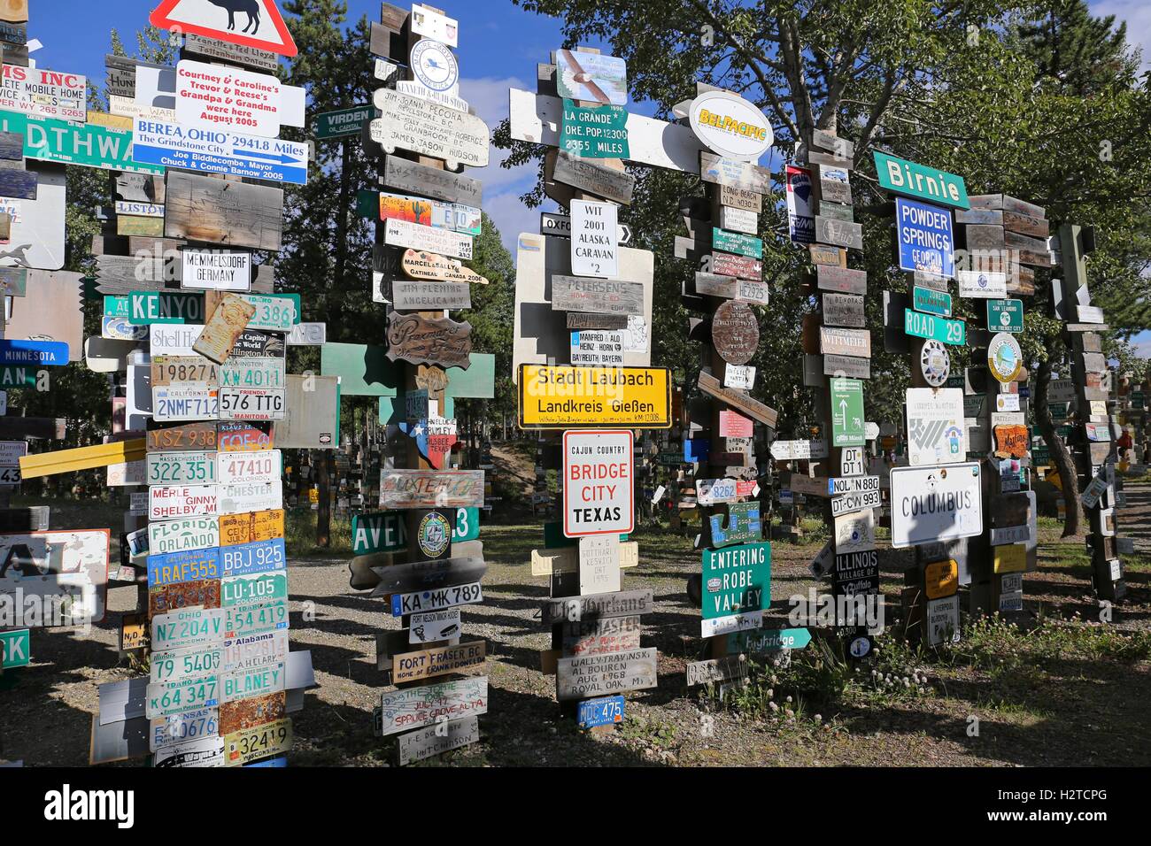 Sign Post Forest in Watson Lake, Yukon, Canada Stock Photo - Alamy