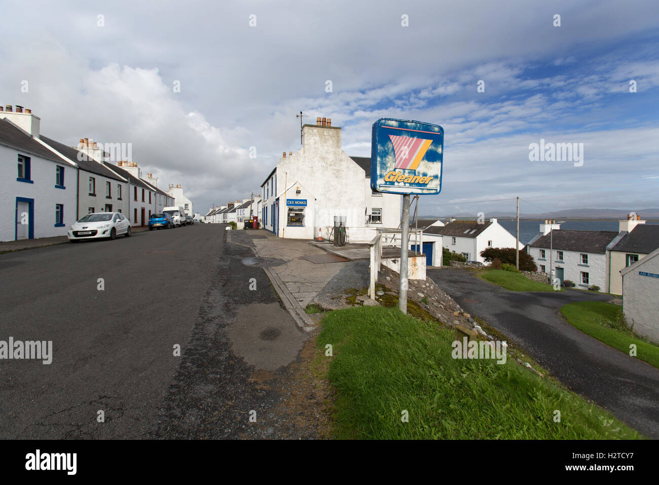 Isle of Islay, Scotland. Picturesque view of Main Street in the village ...