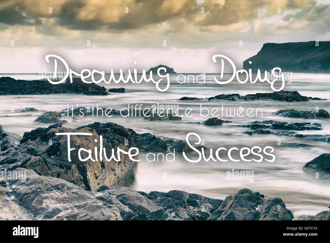 Inspirational motivational quote on a retro style background Stock ...