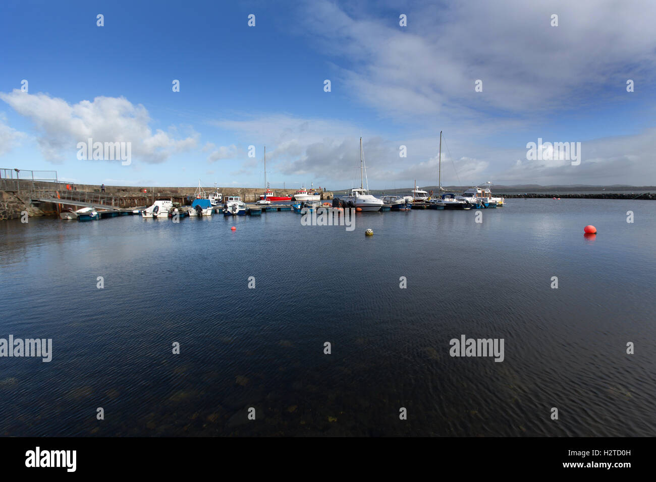Isle of Islay, Scotland. Picturesque view of Bowmore harbour and marina ...