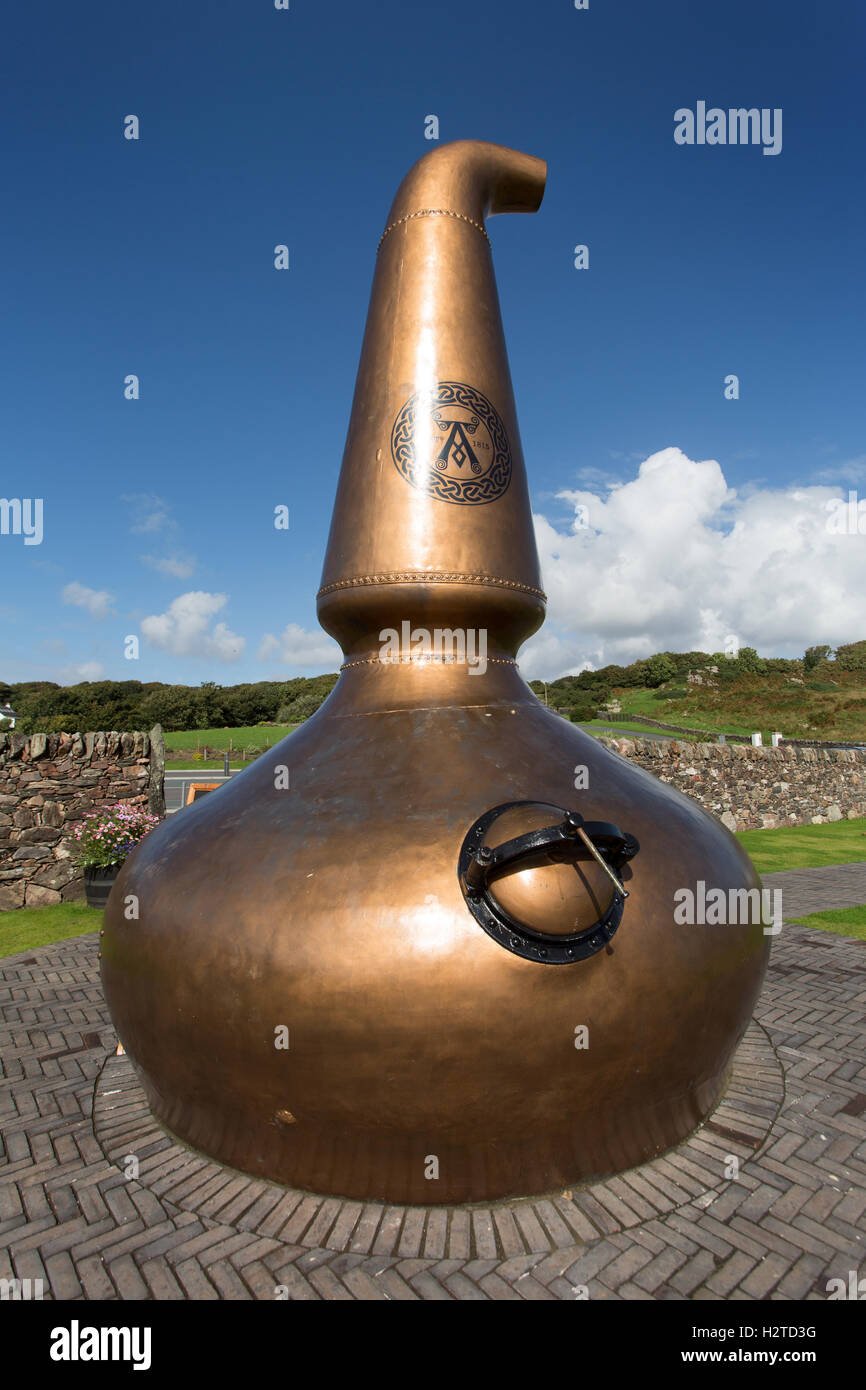 Isle of Islay, Scotland. Picturesque view of a whisky pot still, at the ...