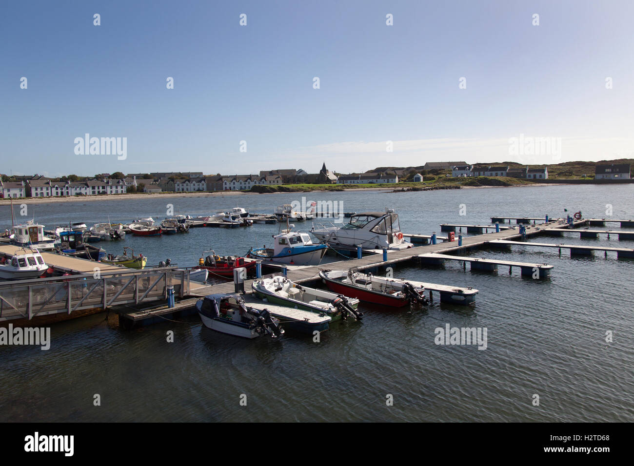 Isle of Islay, Scotland. Picturesque view of Port Ellen’s marina with ...