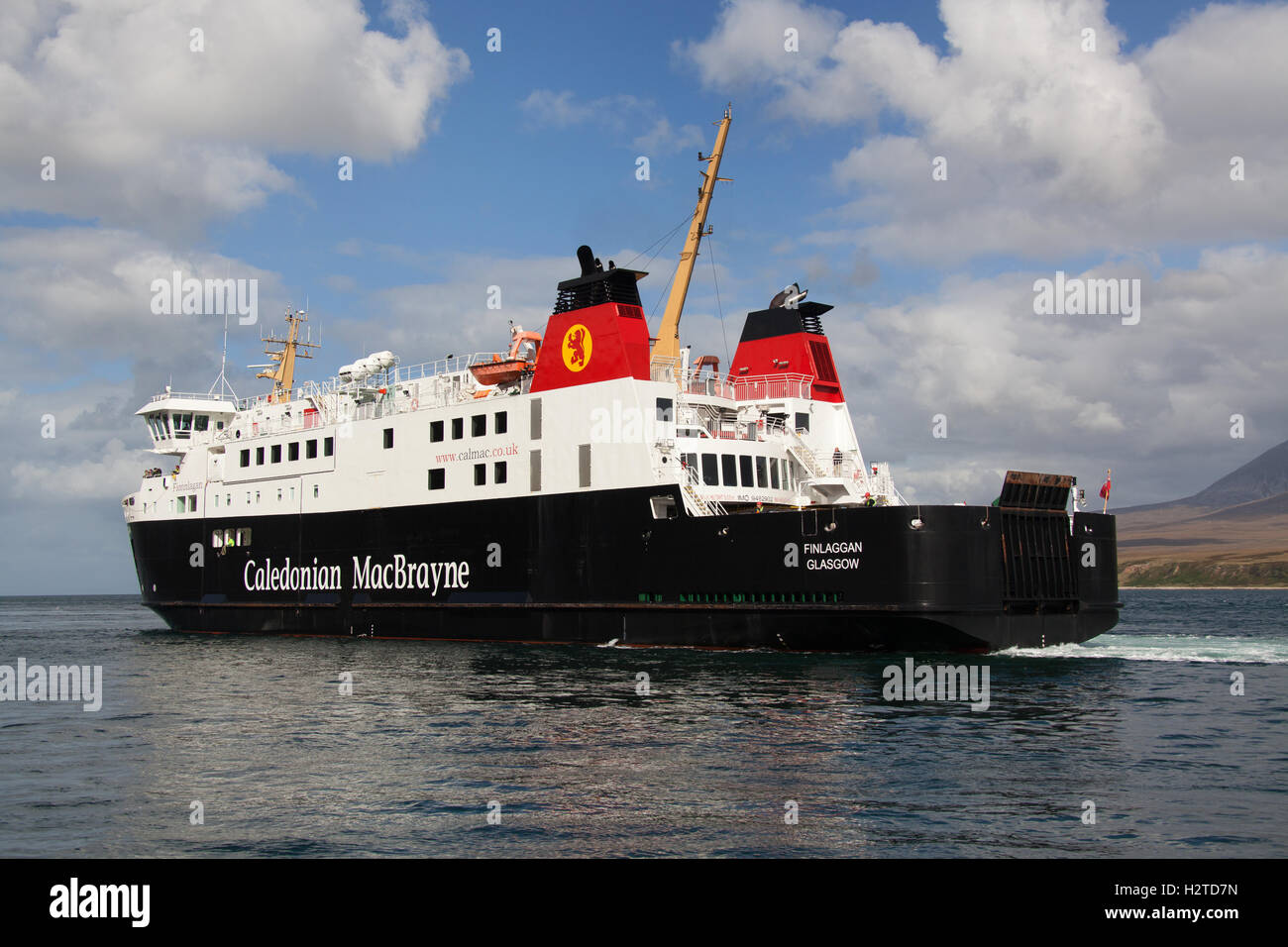 Isle of Islay, Scotland. The CalMac ferry MV Finlaggan transiting the ...
