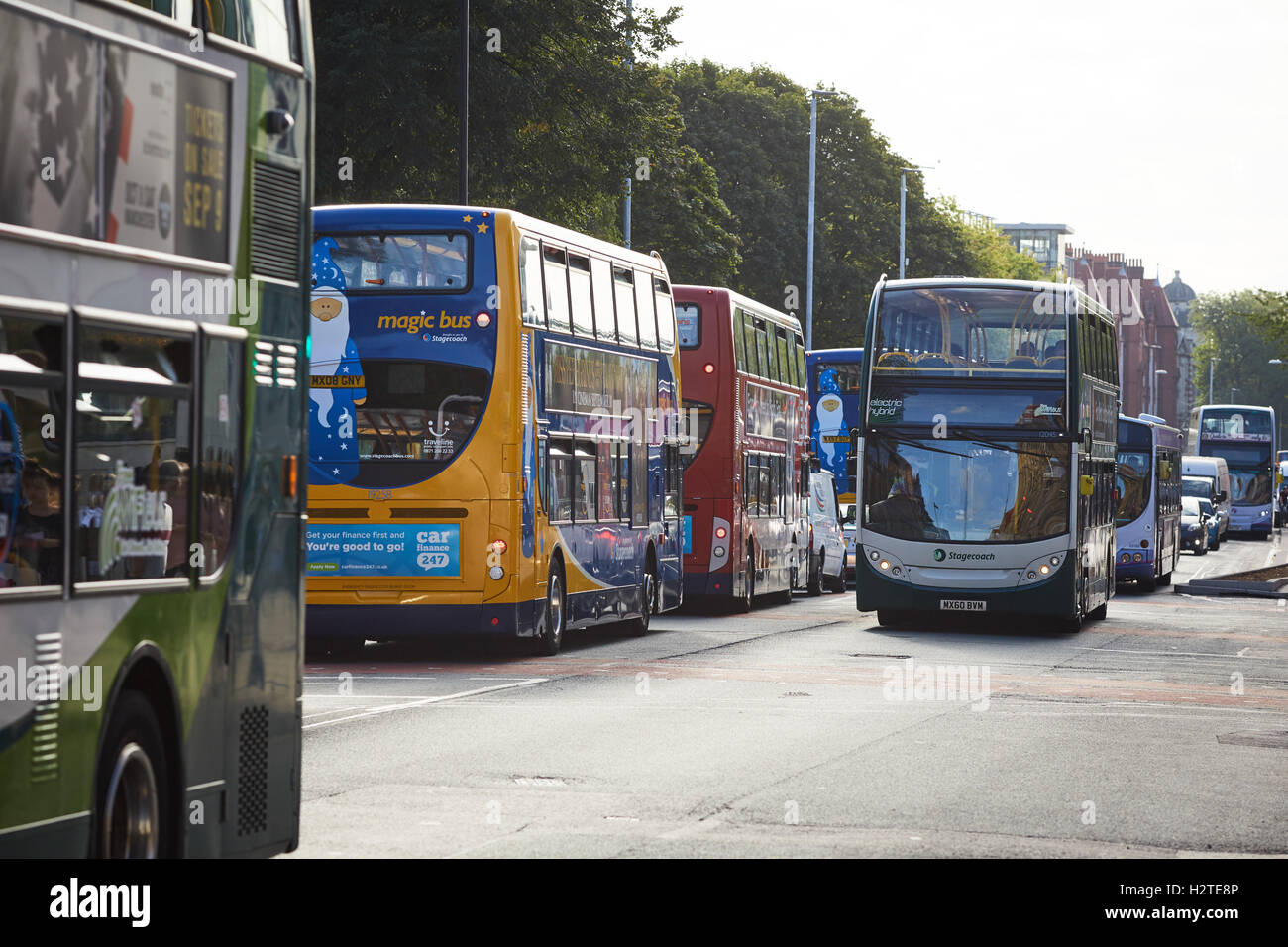 Manchester University oxford road buses Bus buses stopped double decker ...