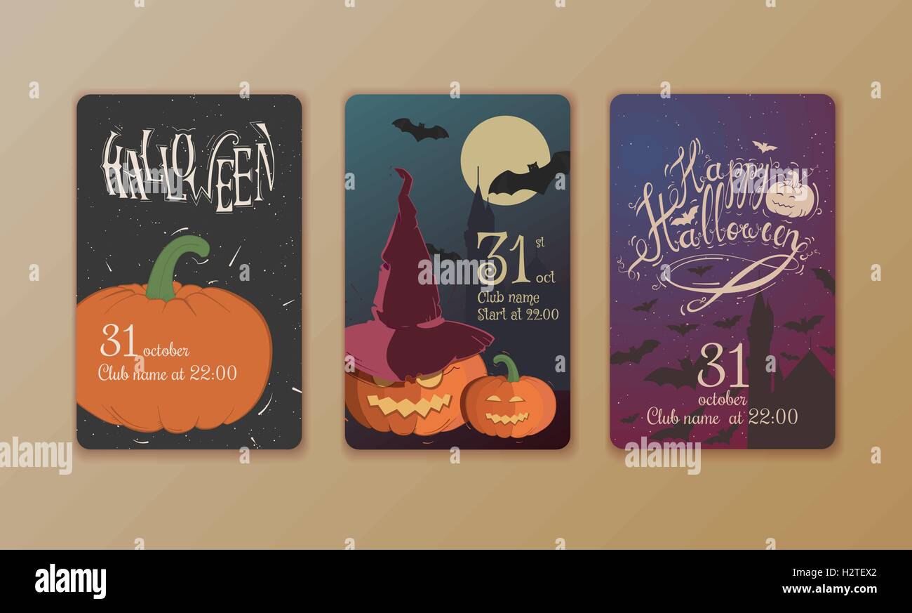 Set of vector Halloween posters Stock Vector Image & Art - Alamy