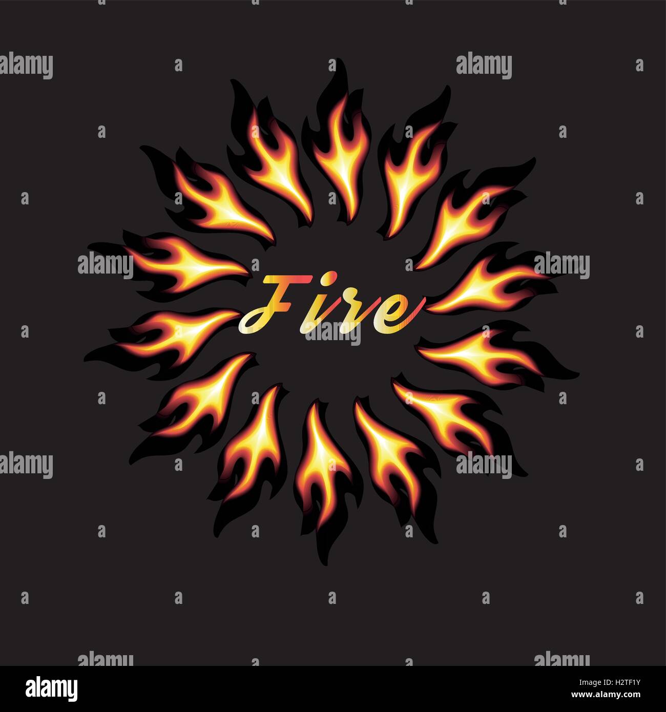 Vector abstract element of fire on a black background with an ...
